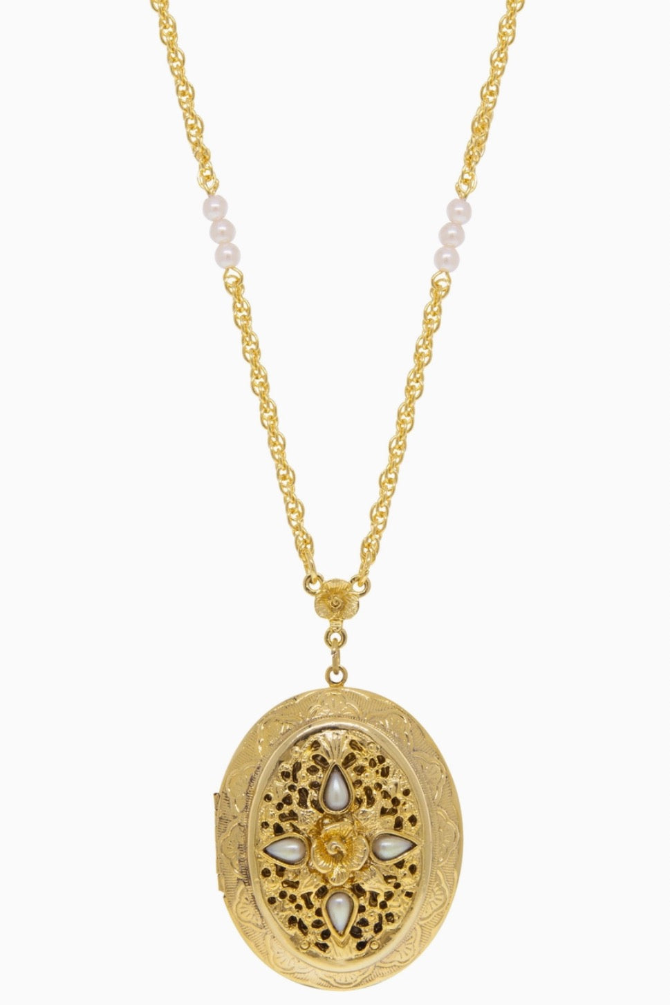 Oval Flower & Faux Pearl Two Picture Locket – Shake Your Bon Bon